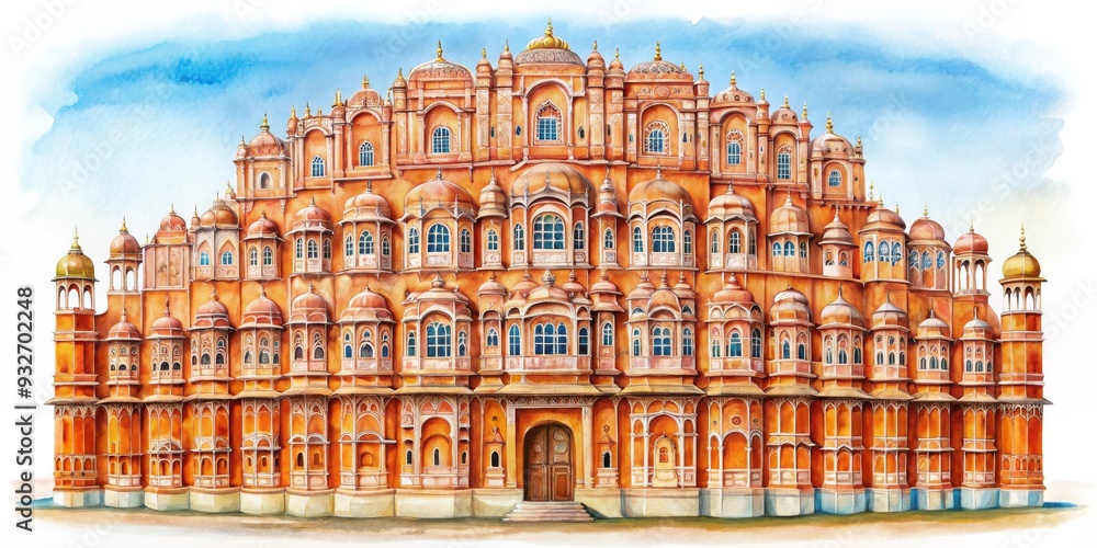 Hawa Mahal Watercolor Painting A Vibrant Architectural Masterpiece ...
