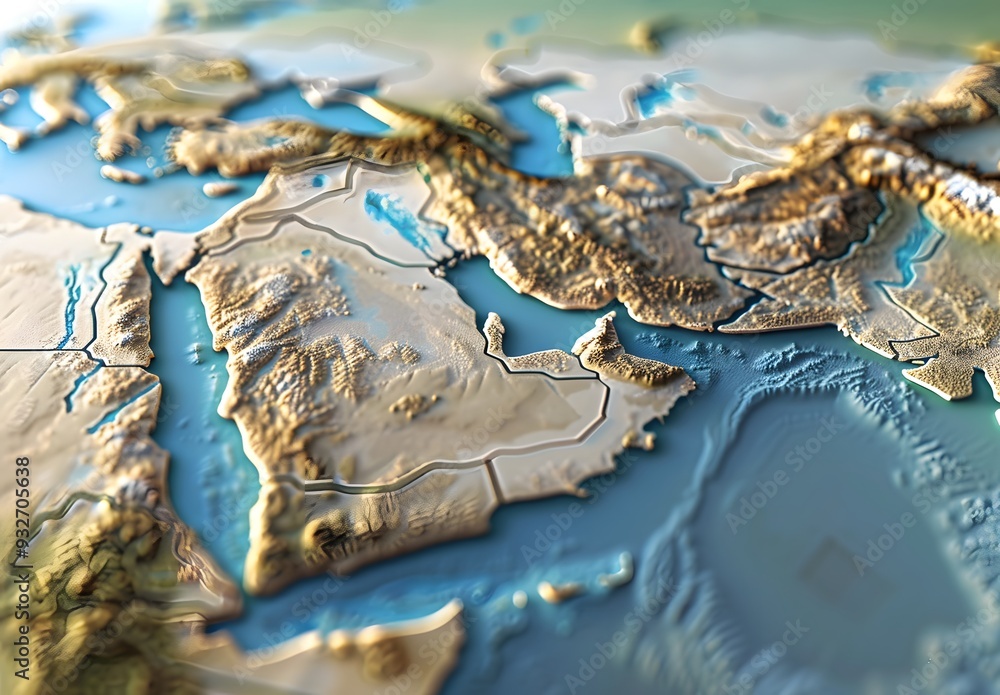 3d map of the middle east, accurate topography, high resolution ...