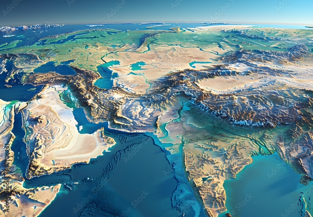 3d map of the middle east, accurate topography, high resolution ...