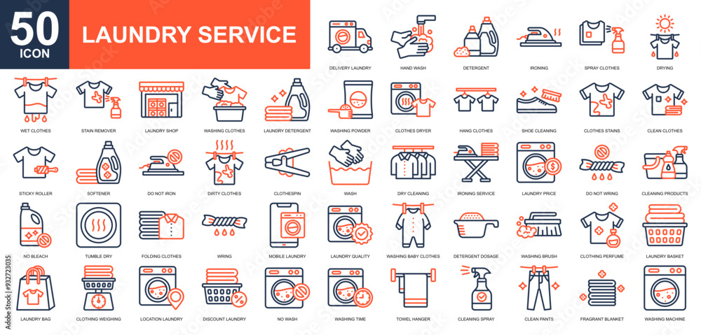 Laundry Service icon collection set. Public service, cleaning, ironing ...