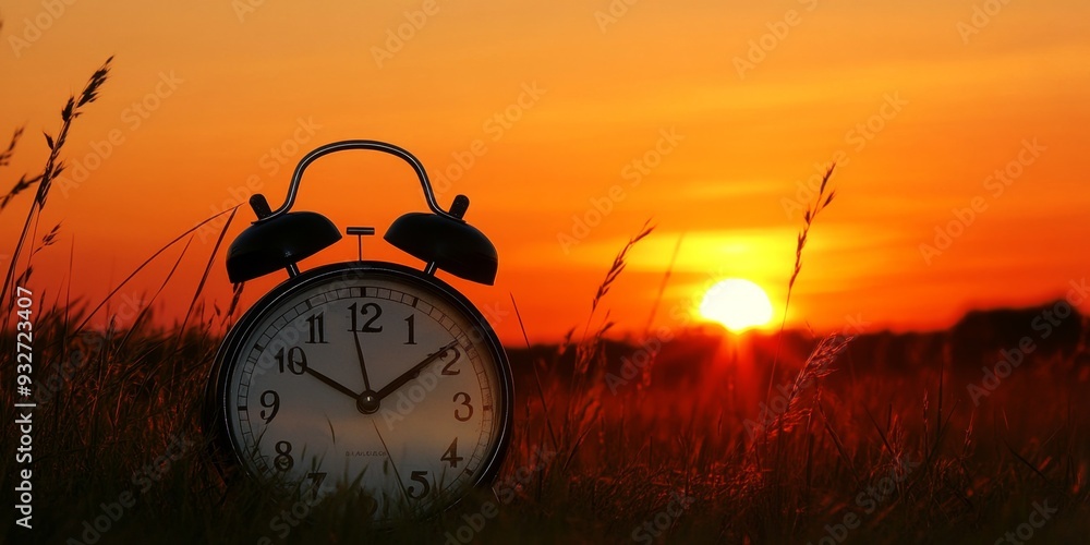 End of Summer Time: Abstract Clock in Scenic Outdoor Setting ...