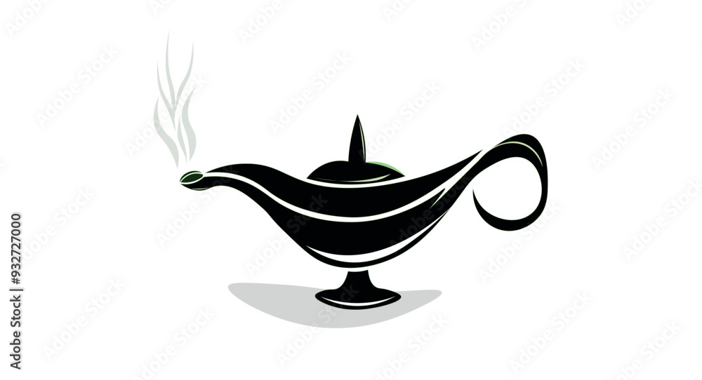 Magic genie lamp vector illustration. vector illustration of a magic genie lamp. Lamp aladdin ...