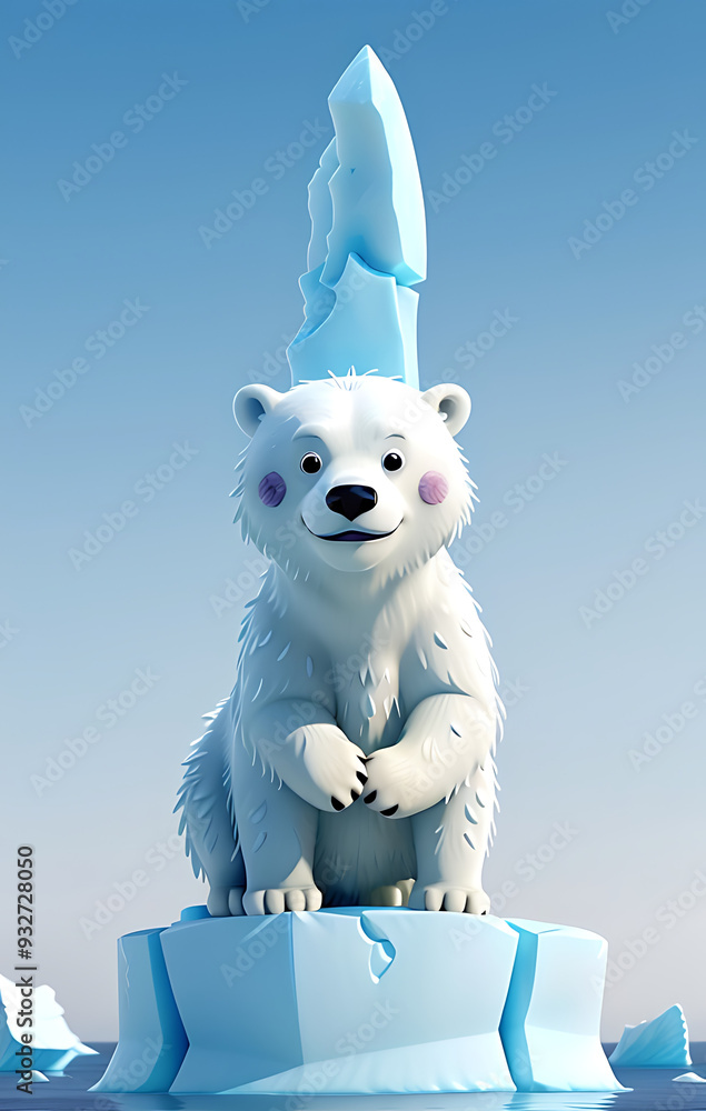 Illustration of a Polar Bear on a Melting Iceberg, Highlighting the ...