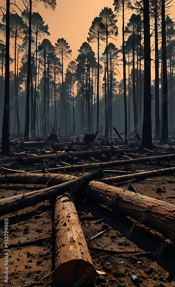 Illustration of a Deforested Area with Stumps and Scorched Earth ...