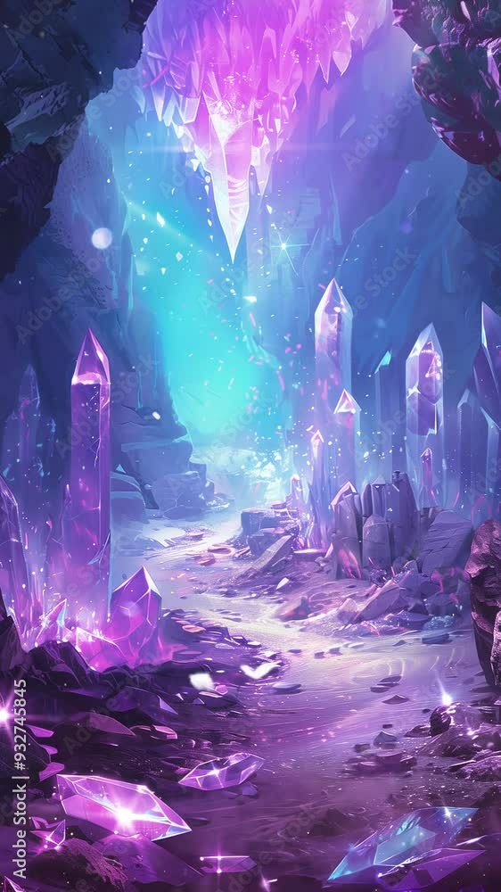 sparkling gemstone in mystical landscape seamless looping overlay 4k ...