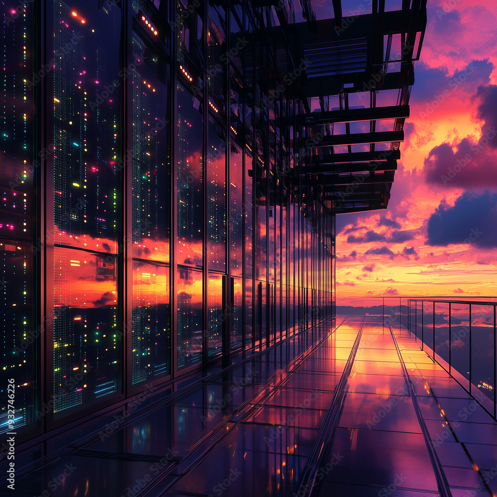 Mass Server racks in Hugh server room data center Stock Illustration ...