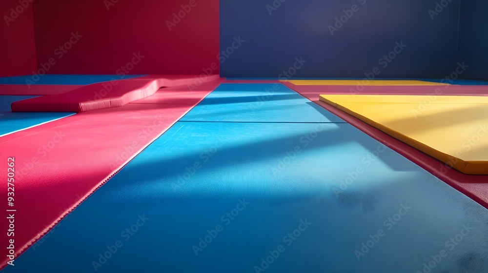 Gymnastics Floor Mat Setup with Bright Lighting and Clear Boundaries ...