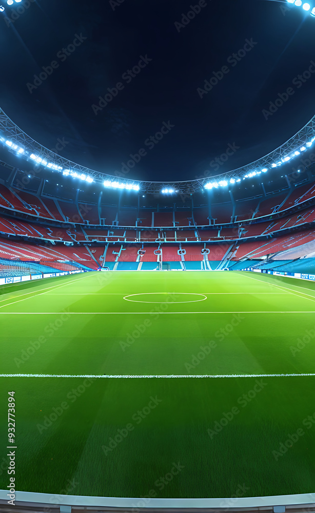 A Wide Perspective Spectacular sport Football stadium with glowing ...