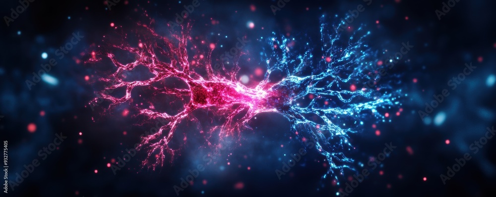 Futuristic biochemistry reaction visualization featuring a taxonomy ...