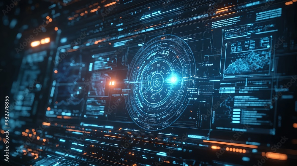 futuristic user interface military ui.3d blast the global world with ...