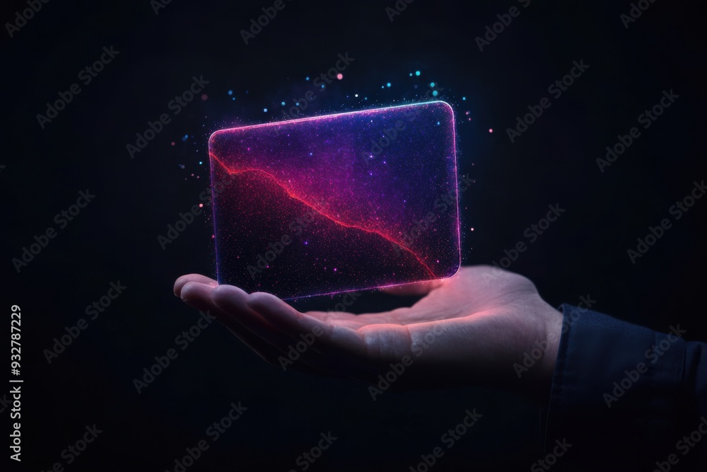 Futuristic Holographic Digital Wallet Emitting Light Trails Above Hand ...