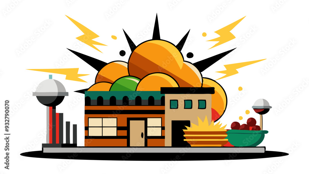 Exploding Spaghetti Factory in a Dynamic Art Style. Perfect for: Food ...