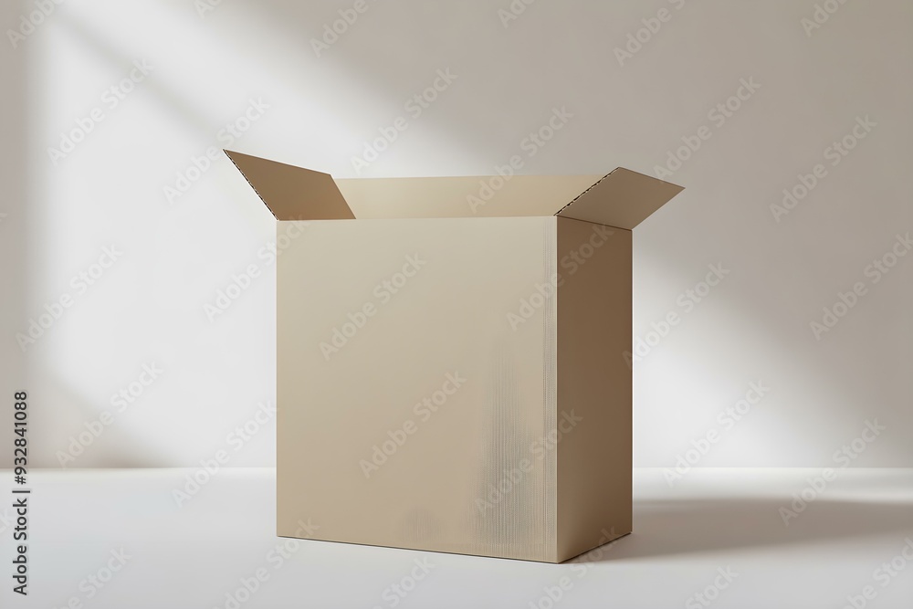 Cardboard Box Mockup, Blank soft texture shipping package box, 3d ...
