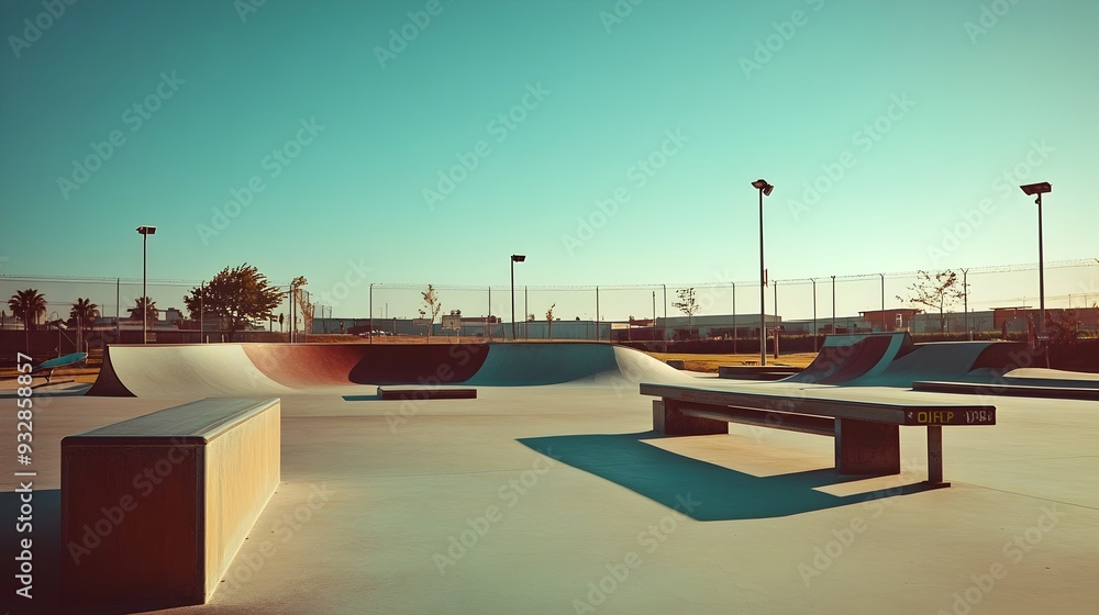 Vibrant Skatepark with Ramps Rails and Half Pipe Providing Ideal ...