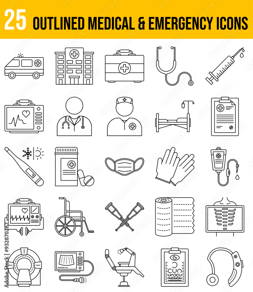Medical & Emergency - Editable Icons set. Vector illustration in modern ...