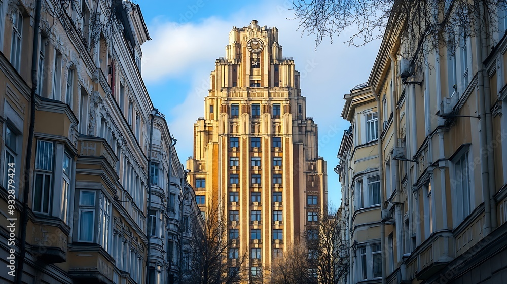 Panorama of Riga with a focus on the building of the latvian academy of ...