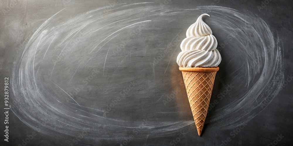Simple ice cream cone chalk art features clean lines and negative space ...