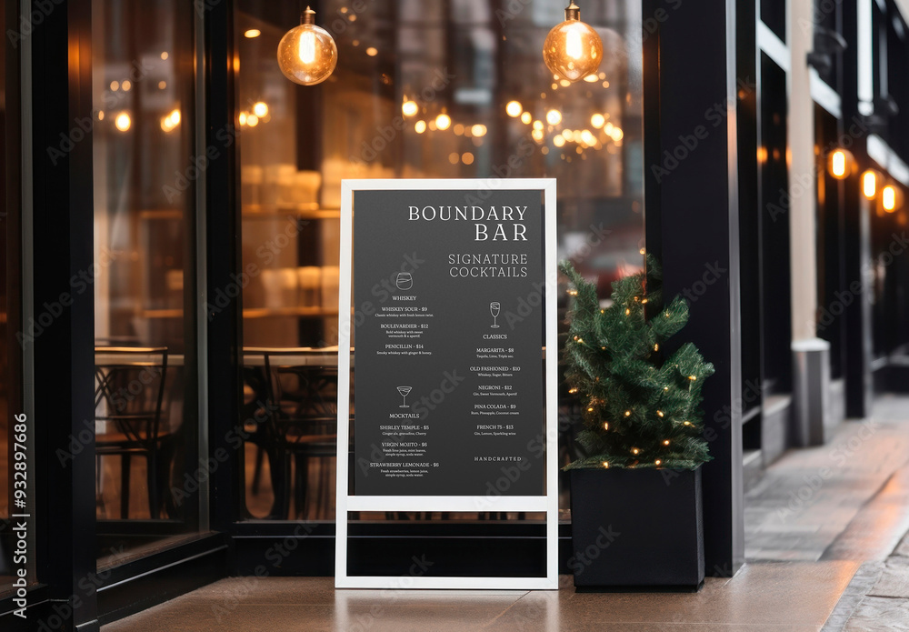 Restaurant Front Menu Sign Mockup With Generative AI Stock Template ...