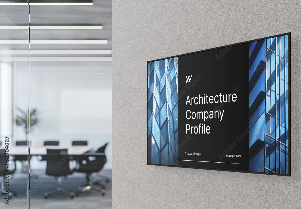 Office Smart TV Screen Mockup Stock Template | Adobe Stock