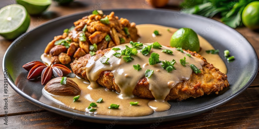 Contrasting textures and colors of tender chicken, crunchy pecans, and ...