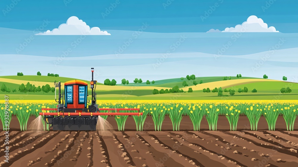 An illustration of precision farming with automated soil sampling ...