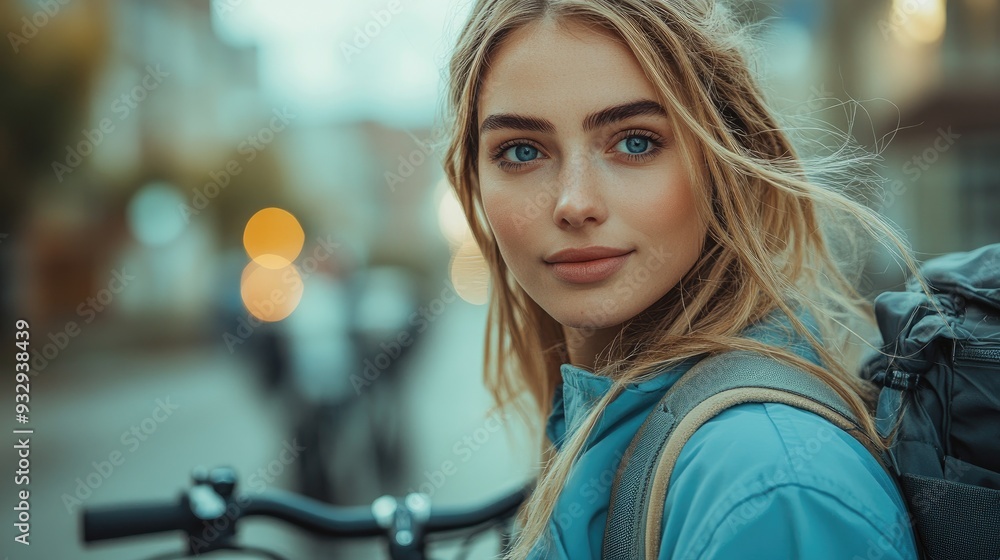 beautiful nurse commuting through the city by bike doctor city leaving ...