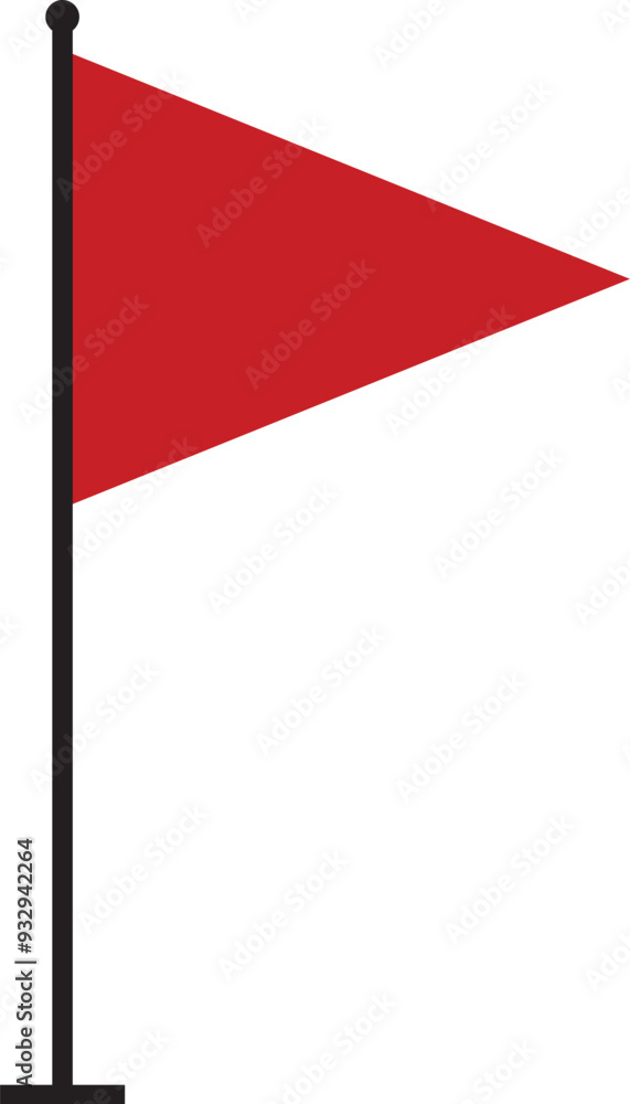 Red Color Flag Vector - Simple Flag with Stand, High-Resolution Vector ...