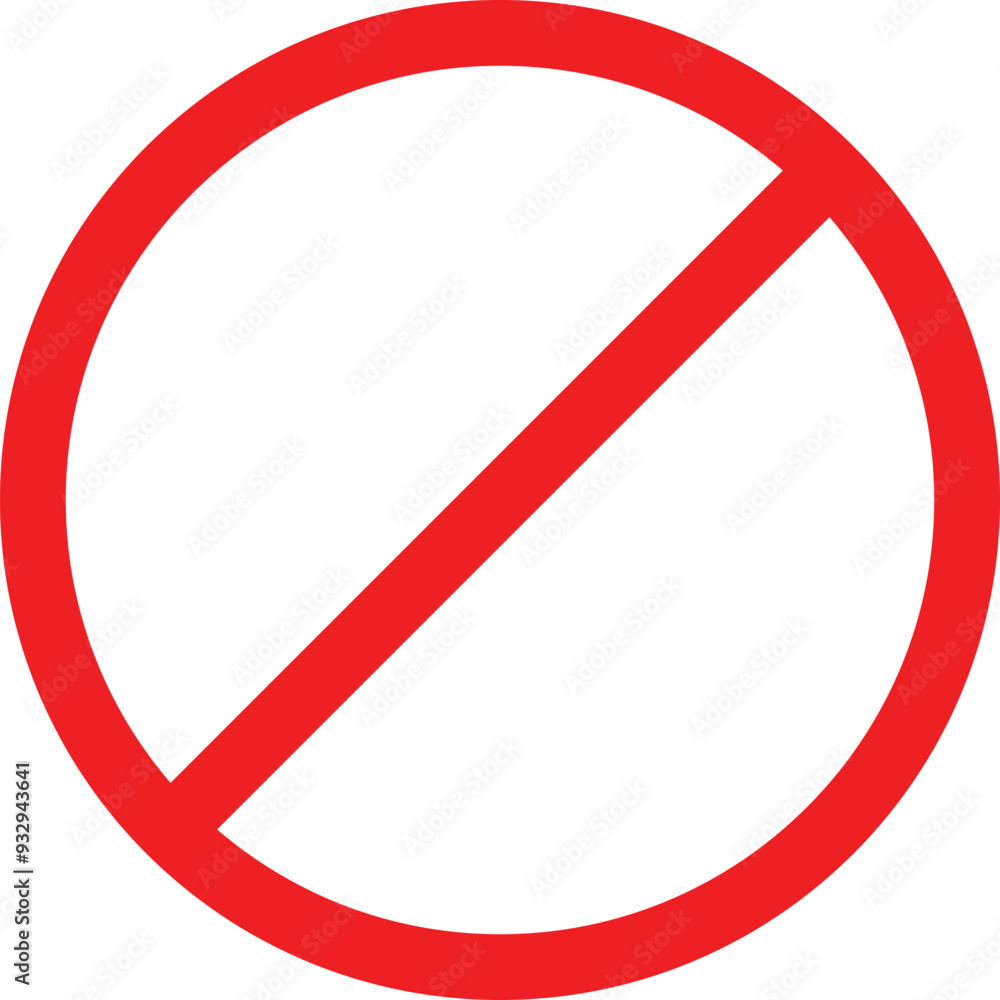 Restricted Prohibition Sign Vector - Red Forbidden Symbol, Not Allowed ...