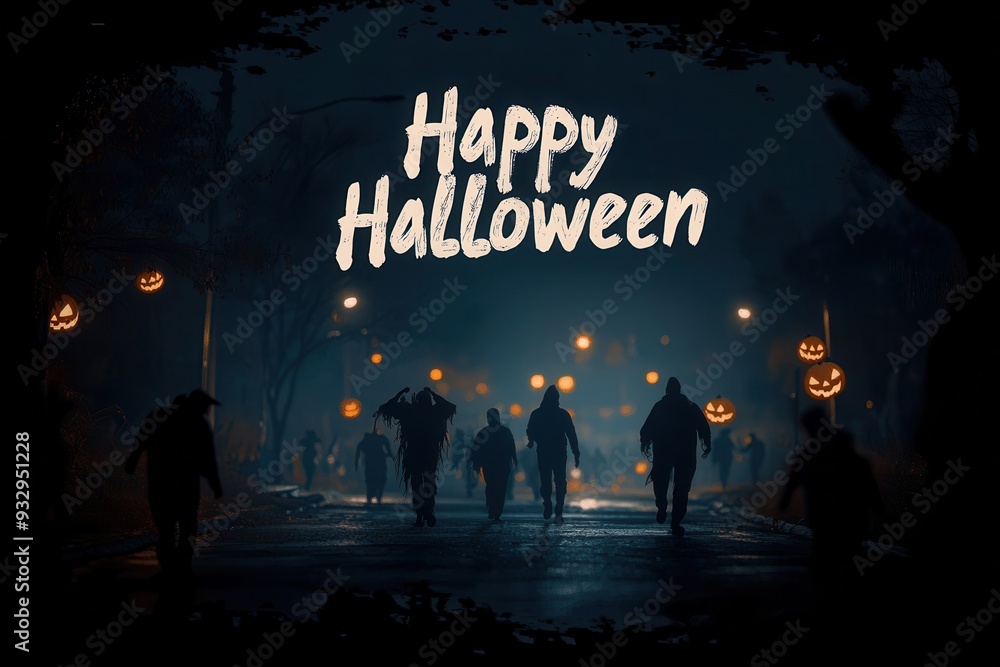 Ghoul Parade Collage: Images of ghouls marching through a dark street ...