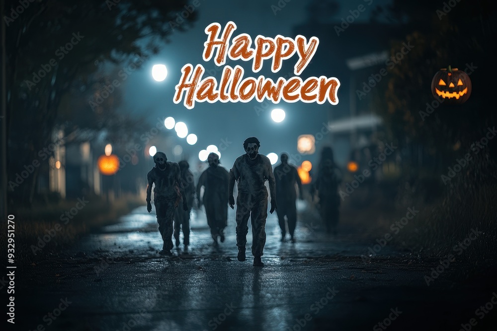 Ghoul Parade Collage: Images of ghouls marching through a dark street ...