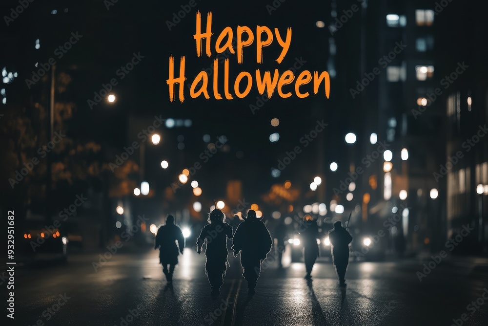 Ghoul Parade Collage: Images of ghouls marching through a dark street ...