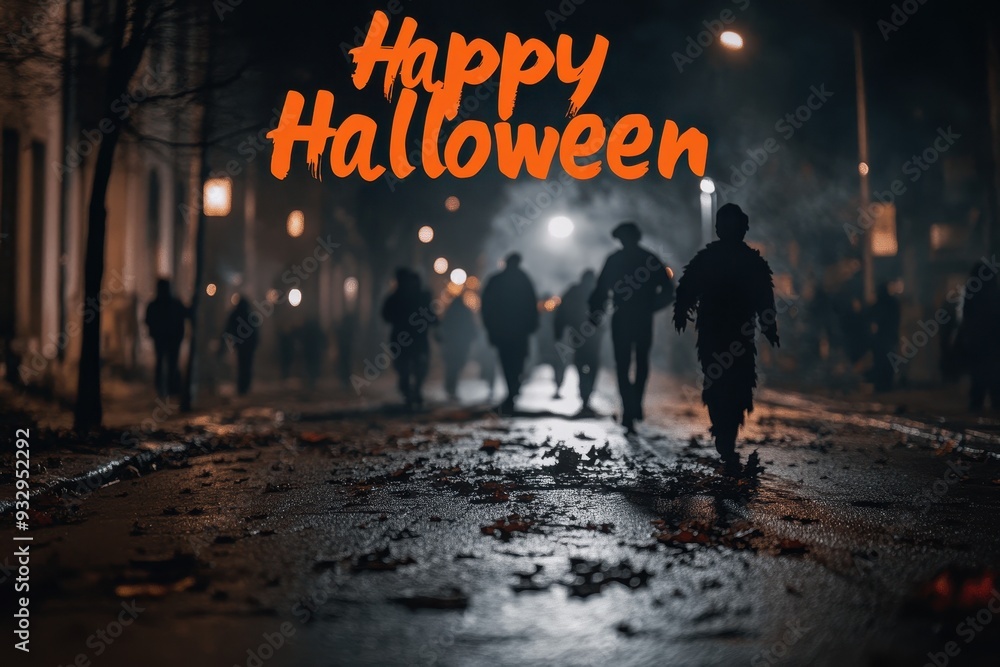 Ghoul Parade Collage: Images of ghouls marching through a dark street ...