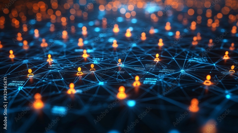 Human resources and management strategy visualized with interconnected ...