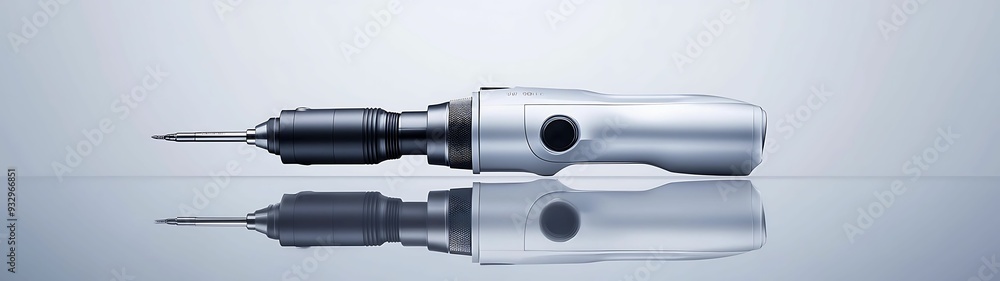 High angle shot of a cutting-edge surgical instrument, displayed on a ...