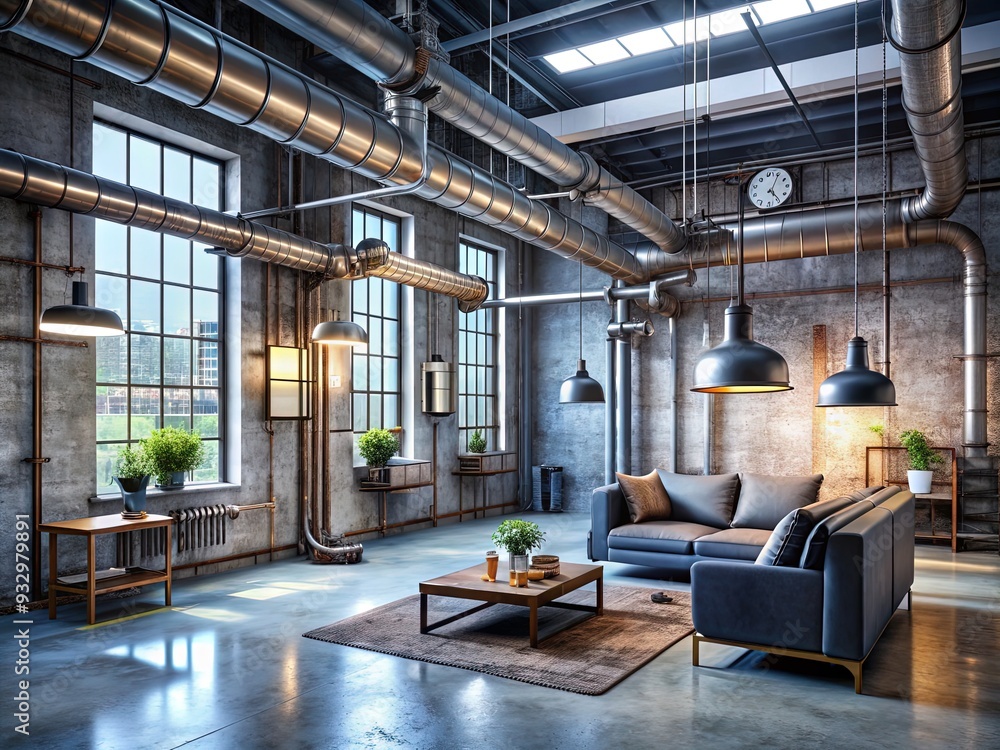 Studio setting reimagines an urban oasis blending raw concrete, exposed ...