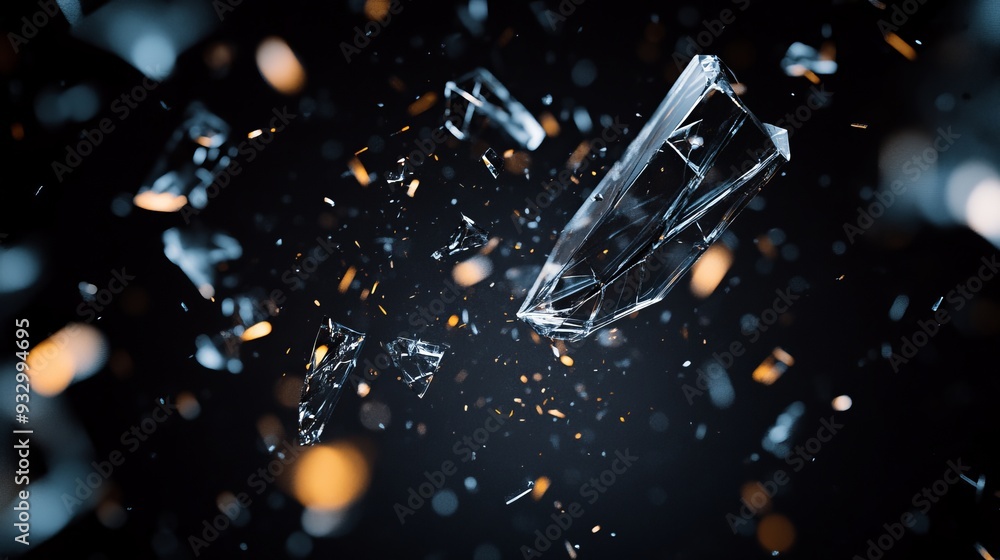 Dynamic glass texture featuring shattered pieces with bits and shards ...