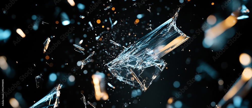 Dynamic glass texture featuring shattered pieces with bits and shards ...