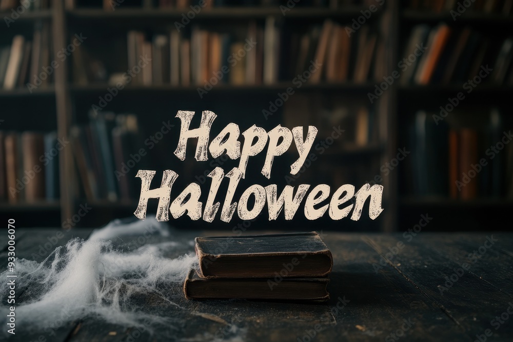 Spooky Library Collage: Images of an old library with dusty books and ...