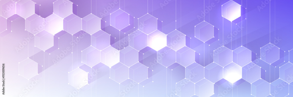 Purple pastel medical and tech background with hexagon pattern and ...