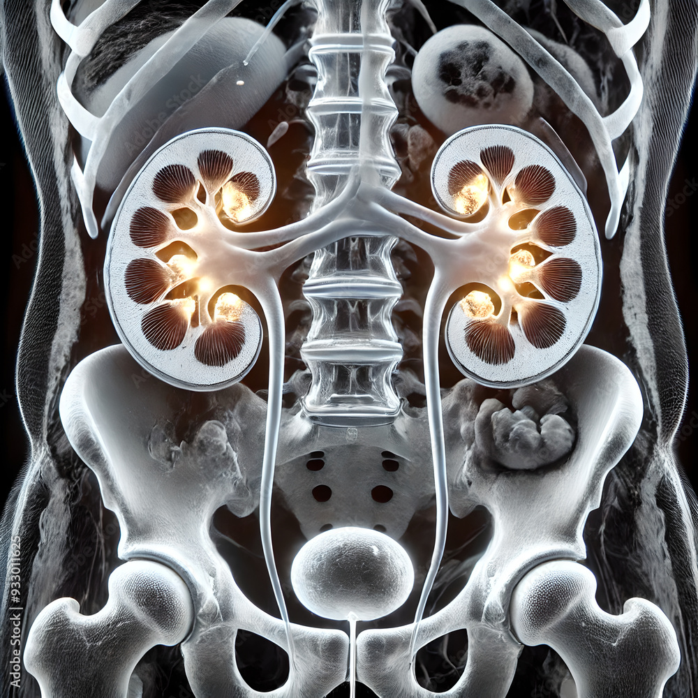 The CT scan clearly shows kidney stones located in the renal pelvis. A ...