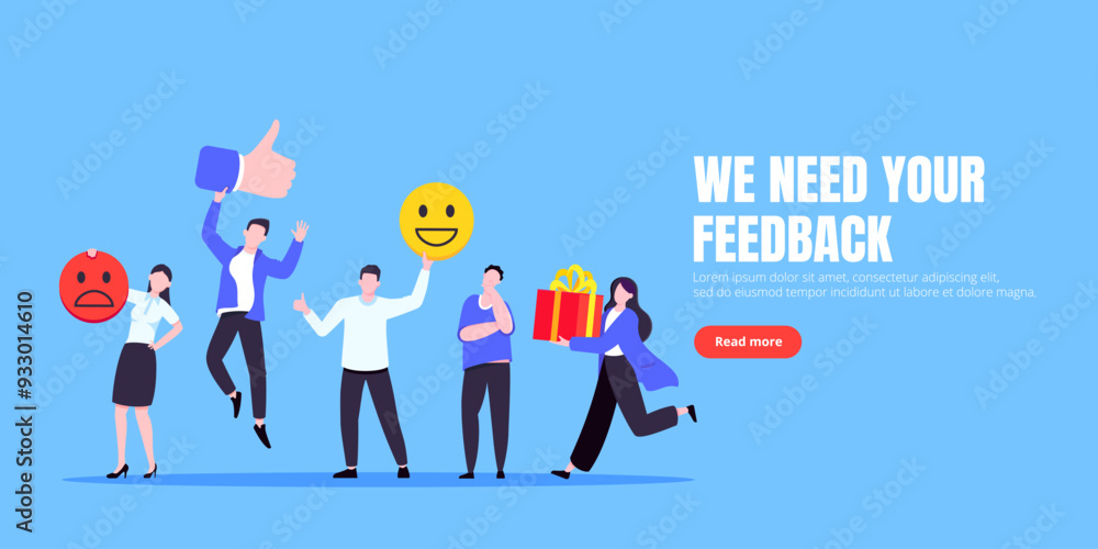 Employee feedback work satisfaction survey business concept flat vector ...