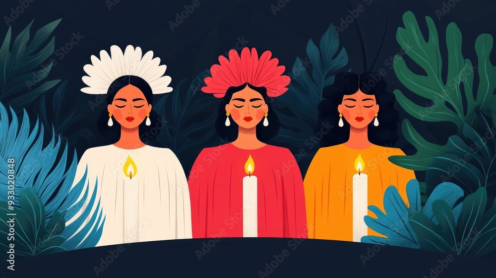 Flat design of lighting candles to celebrate and honor Hispanic ...