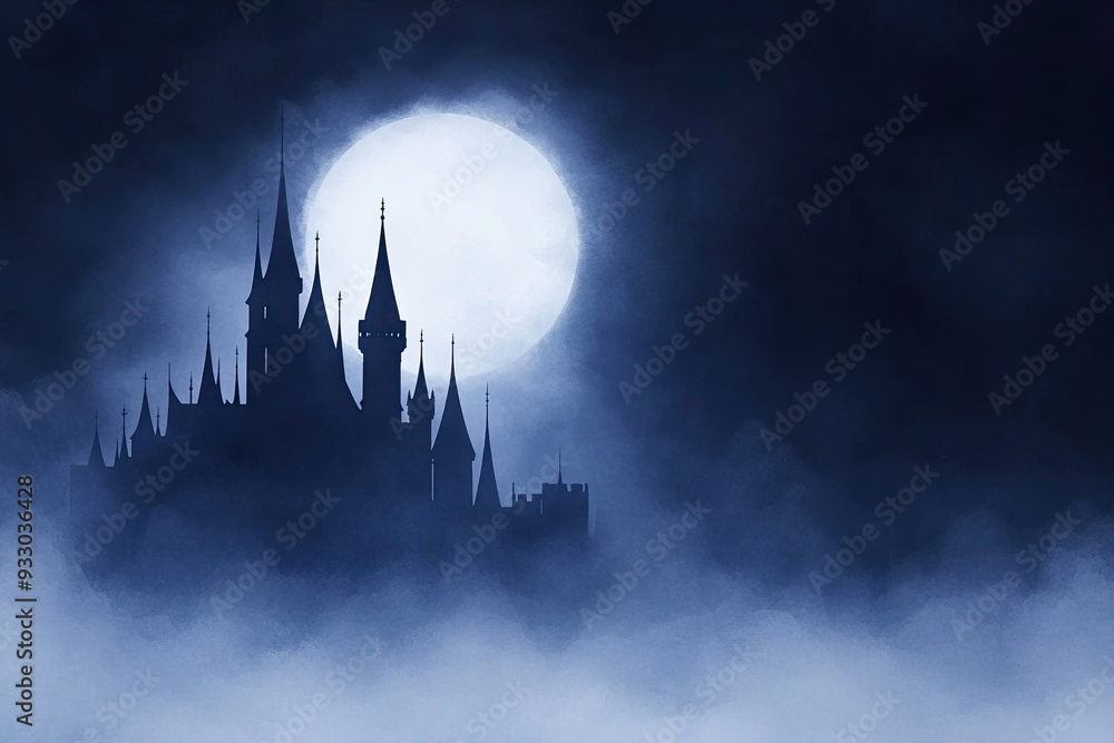 Gothic Castles in Misty Full Moonlight, Mysterious gothic castles ...