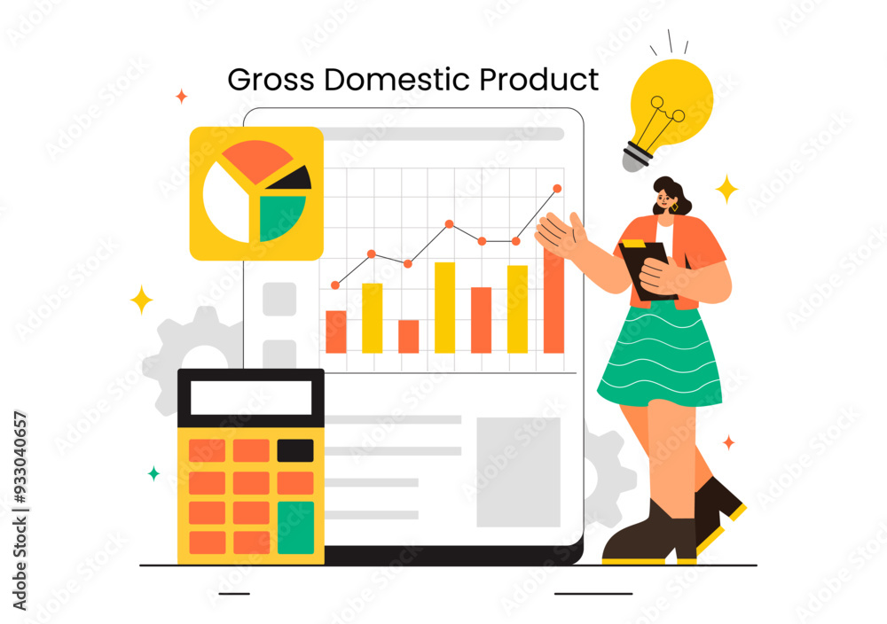 GDP or Gross Domestic Product Vector Illustration with Economic Growth ...