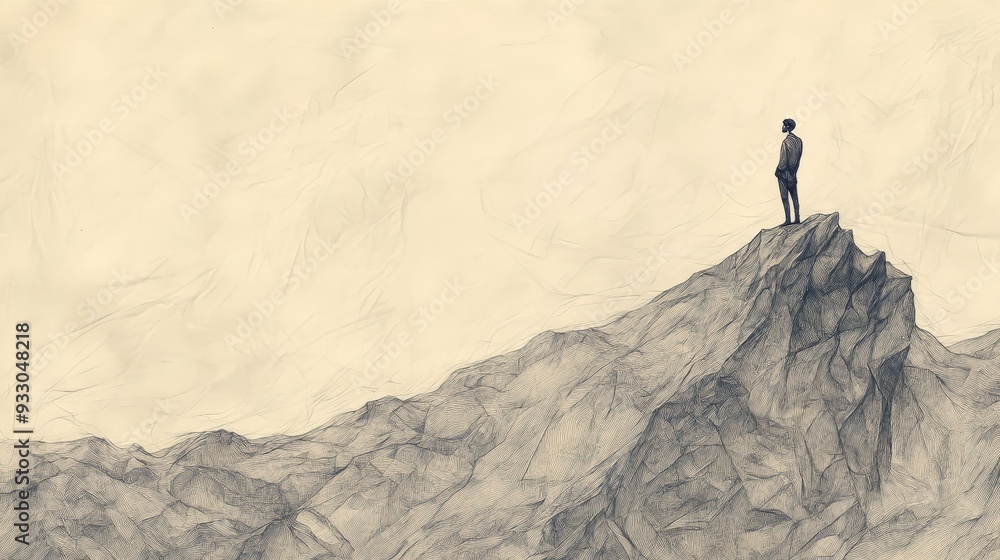 Biblical Illustration of Psalms 8: David Standing on a Mountain Peak in ...