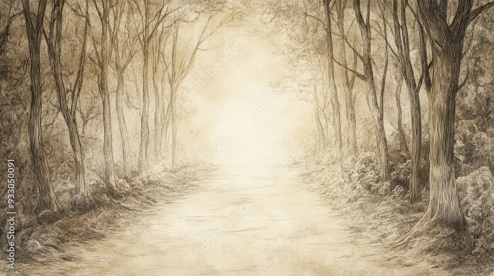 Biblical Illustration of a Path Winding Through a Dark Forest with ...