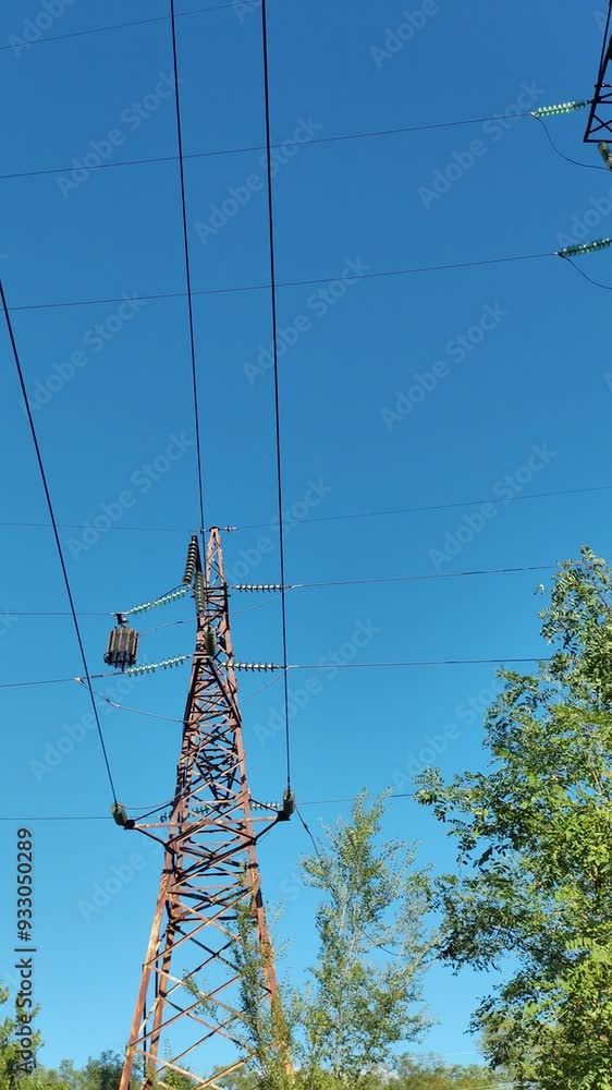 power transmission masts. Electric Pole, High-Voltage Lines ...