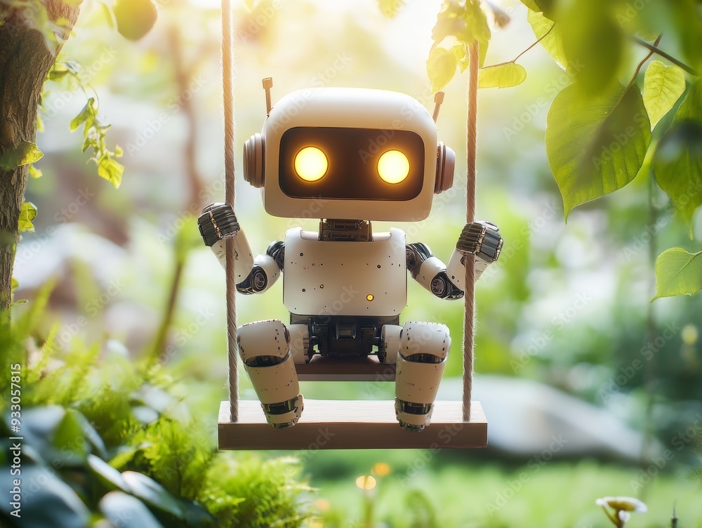 Ai progress robot on swing explores human emotions in garden, future of ...