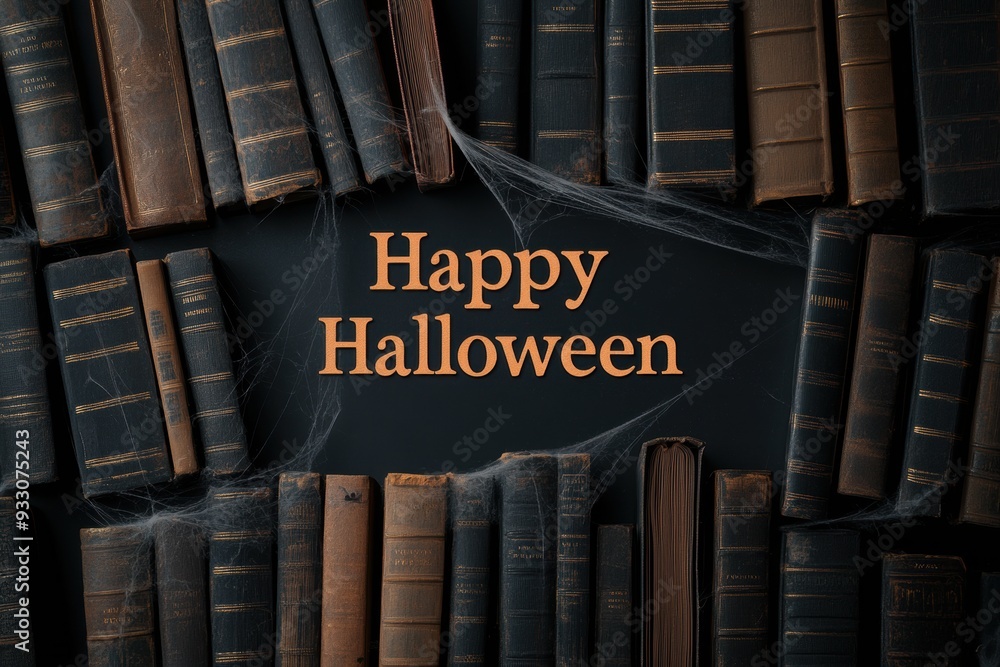 Spooky Library Collage: Images of an old library with dusty books and ...
