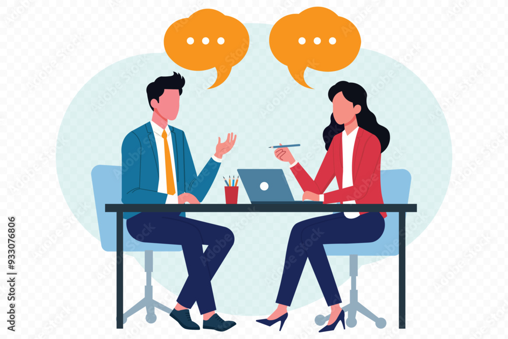 Poster Two people talking - Vector illustration of men in office at ...